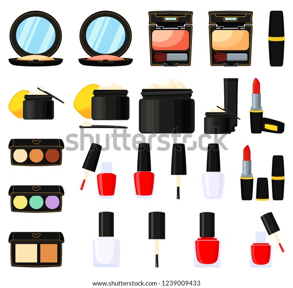 22 Colorful Cartoon Makeup Elements Cosmetic Stock Vector (Royalty Free ...