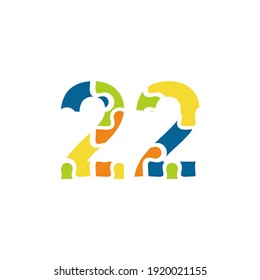 22 Puzzle Number Illustration Vector Eps10 Stock Vector (Royalty Free ...
