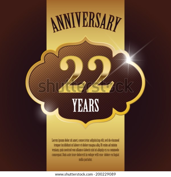 22 Year Anniversary Elegant Golden Design Stock Vector Royalty Free 22-year-anniversary-elegant-golden-design-stock-vector-royalty-free