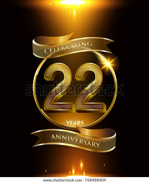 22 Years Anniversary Logo Shiny Ribbon Stock Vector (Royalty Free ...