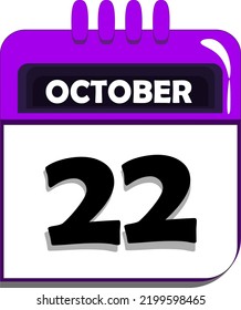 22nd October Calendar Date Number Twenty Stock Vector (Royalty Free ...