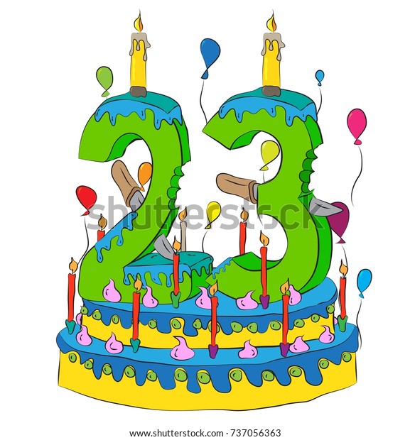 23 Birthday Cake Number Twenty Three Stock Vector (Royalty Free) 737056363