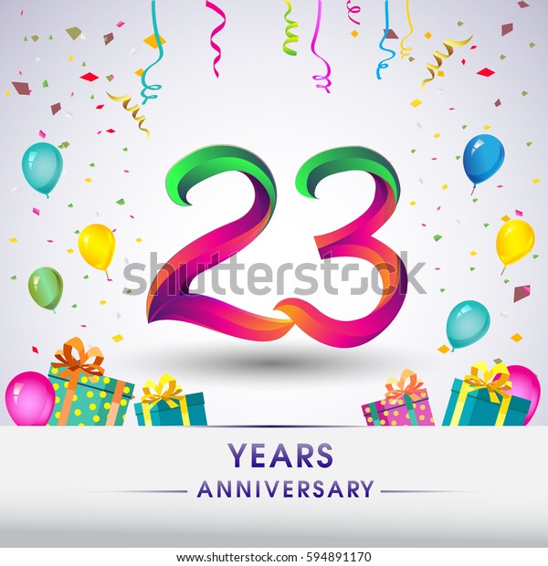 23rd Anniversary Celebration Design Gift Box Stock Vector (Royalty Free ...