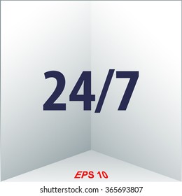 24 7 Sign Vector Icon Stock Vector (Royalty Free) 375179011