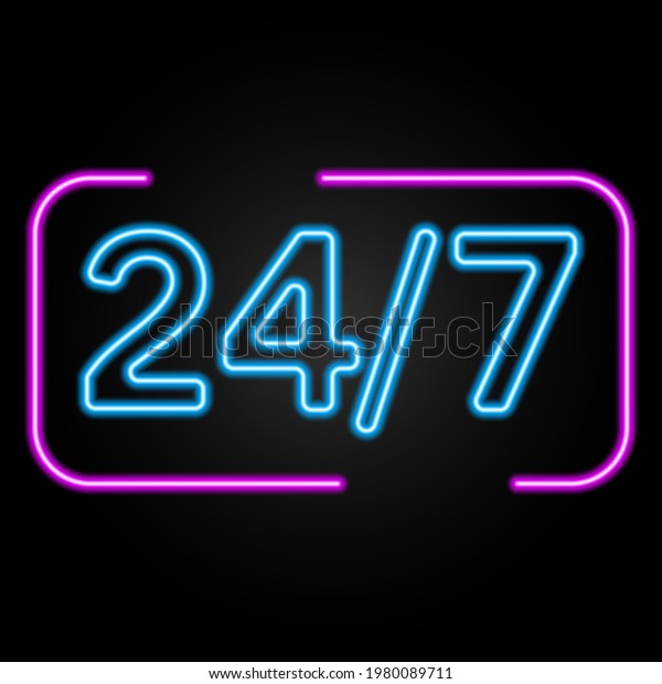 24 By 7 Neon Sign Modern Stock Vector (Royalty Free) 1980089711 ...