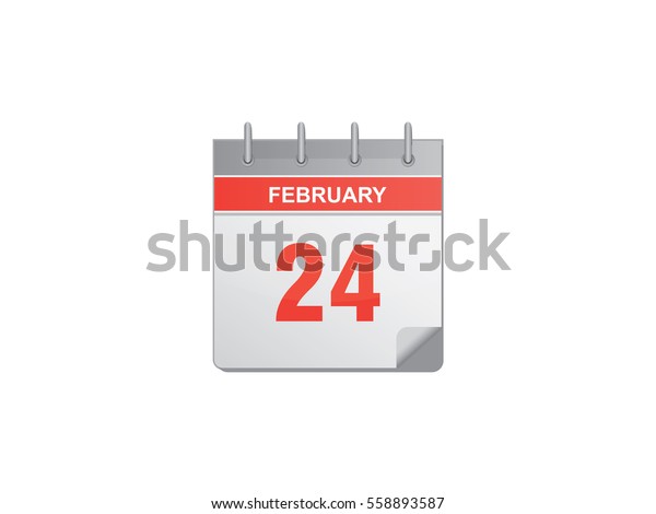 24 February Red Calendar Vector Illustration Stock Vector (Royalty Free ...