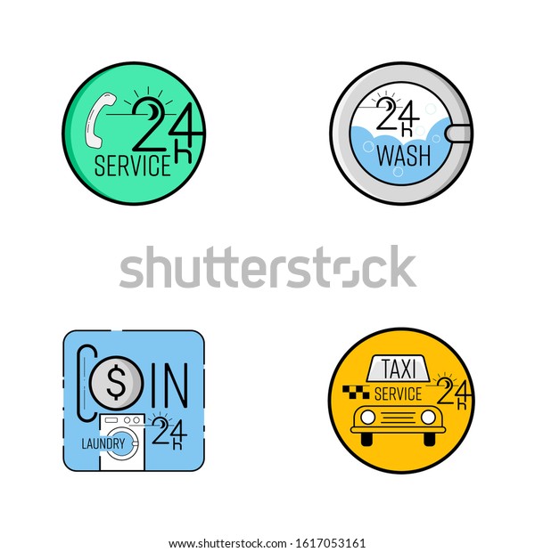 24 Hour Service Logo Set Call Stock Vector (Royalty Free) 1617053161