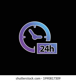 24 Hours Clock Symbol Blue Gradient Stock Vector (Royalty Free ...