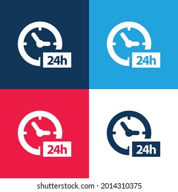 24 Hours Clock Symbol Blue Red Stock Vector (Royalty Free) 2014310375 ...