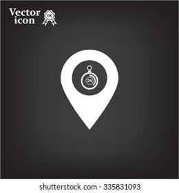 24 Hours Service Icon Map Pin: เวกเตอร์สต็อก (ปลอดค่าลิขสิทธิ์ ...
