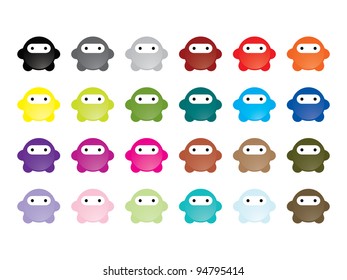24 Little Cute Ninjas Different Colors Stock Vector (Royalty Free ...