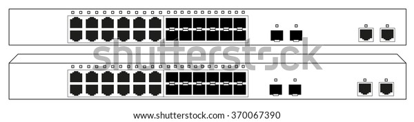 24 Ports Networking Ethernet Switch 12 Stock Vector (Royalty Free ...