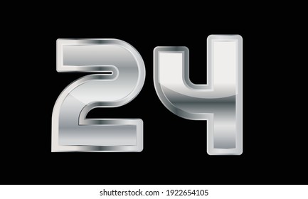 24 Silver Elegant Modern 3d Number Stock Vector (Royalty Free ...