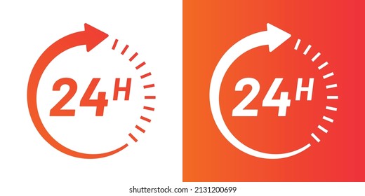 24h 24 Hours Clock Arrow Icon Stock Vector (Royalty Free) 2131200699 ...