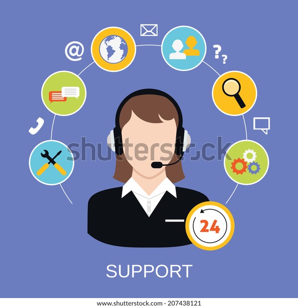 24h Online Worldwide Available Customer Support Stock Vector (Royalty ...