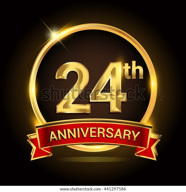 24th Golden Anniversary Logo Ring Red Stock Vector (Royalty Free) 441297586