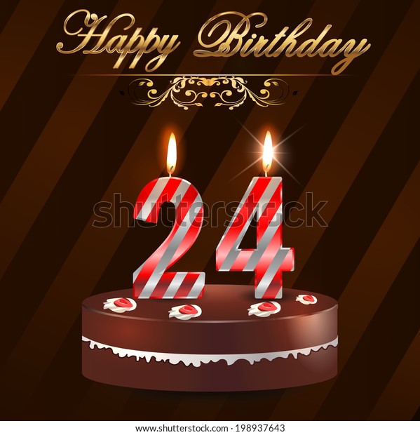 24th Year Happy Birthday Card Cake Stock Vector (Royalty Free ...