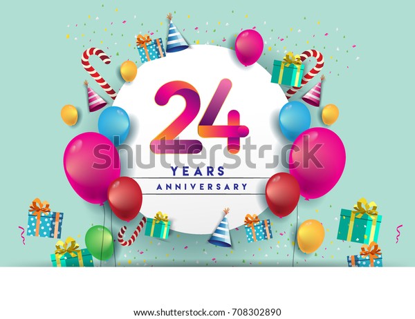 24th Years Anniversary Celebration Design Balloons Stock Vector ...