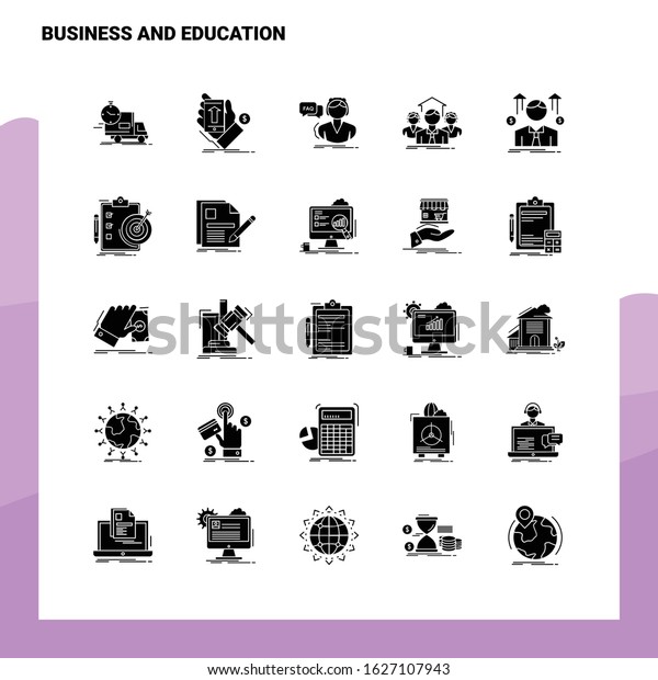 25 Business Education Icon Set Solid Stock Vector (Royalty Free ...