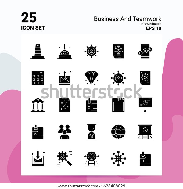 25 Business Teamwork Icon Set 100 Stock Vector (Royalty Free ...