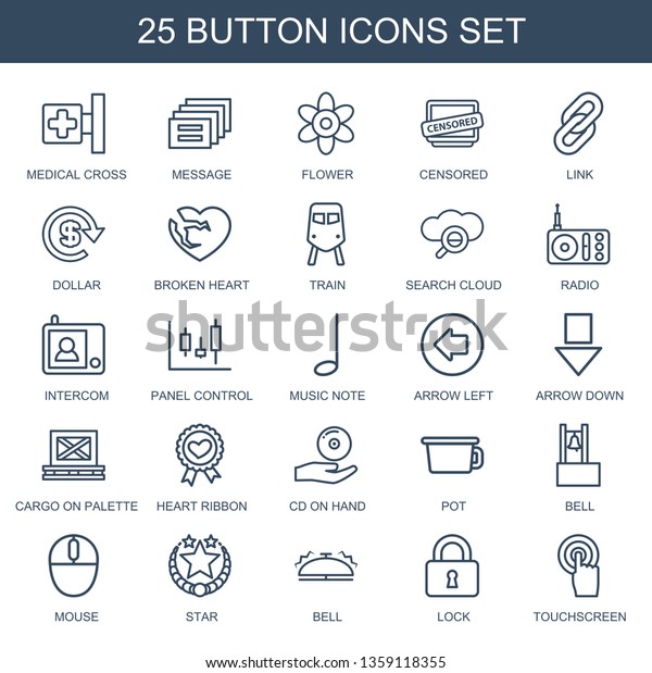 25 Button Icons Trendy Button Icons: เวกเตอร์สต็อก (ปลอดค่าลิขสิทธิ์ ...