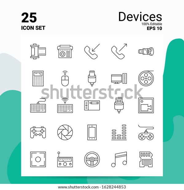 25 Devices Icon Set 100 Editable Stock Vector (Royalty Free) 1628244853 ...