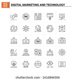25 Digital Marketing Technology Icon Set Stock Vector (Royalty Free ...