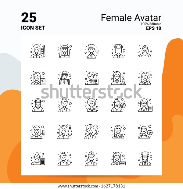 25 Female Avatar Icon Set 100 Stock Vector (Royalty Free) 1627178131 ...