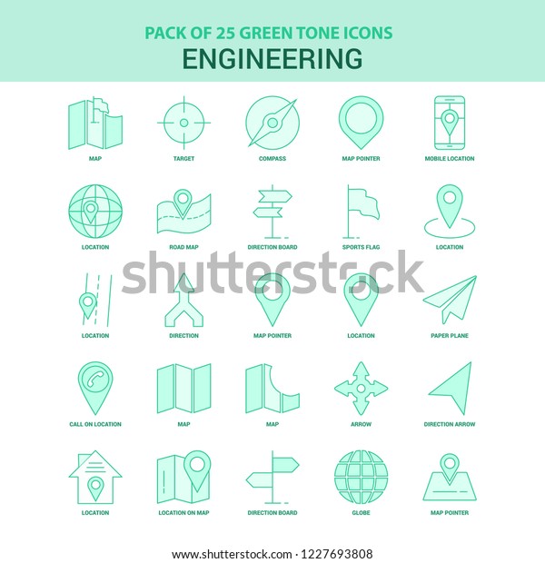 25 Green Engineering Icon Set Stock Vector (Royalty Free) 1227693808 ...
