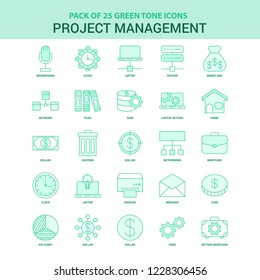 25 Green Project Management Icon Set Stock Vector (Royalty Free ...