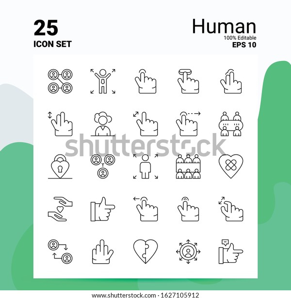 25 Human Icon Set 100 Editable Stock Vector (Royalty Free) 1627105912 ...