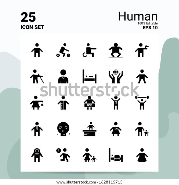 25 Human Icon Set 100 Editable: เวกเตอร์สต็อก (ปลอดค่าลิขสิทธิ์ ...