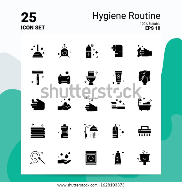 25 Hygiene Routine Icon Set 100 Stock Vector (Royalty Free) 1628103373 ...