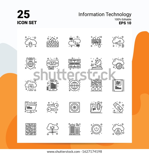 25 Information Technology Icon Set 100 Stock Vector (Royalty Free ...