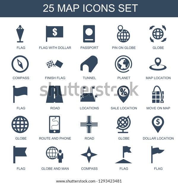25 Map Icons Trendy Map Icons Stock Vector (Royalty Free) 1293423481 ...