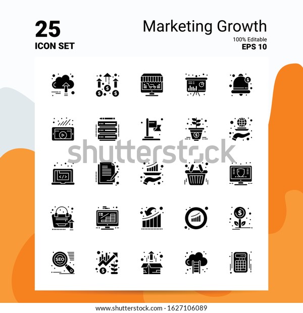 25 Marketing Growth Icon Set 100 Stock Vector (Royalty Free) 1627106089 ...