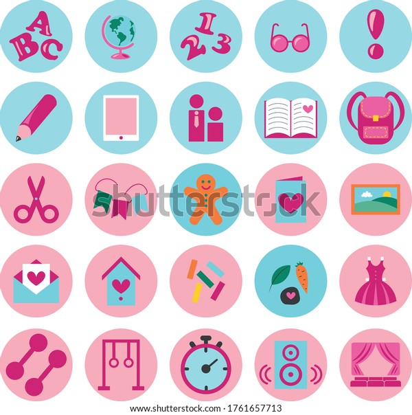 25 School Art Icons Set Kids Stock Vector (Royalty Free) 1761657713 ...