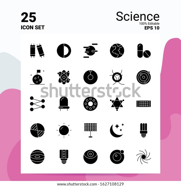 25 Science Icon Set 100 Editable Stock Vector (Royalty Free) 1627108129 ...
