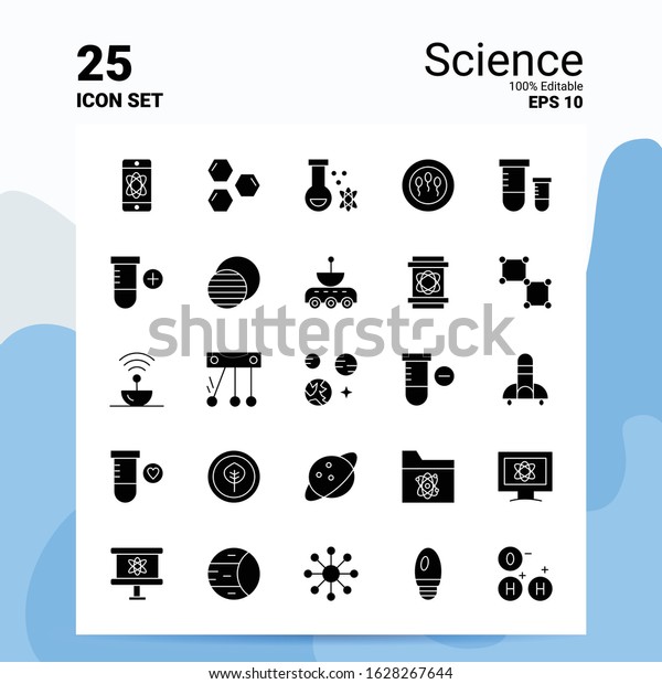 25 Science Icon Set 100 Editable Stock Vector (Royalty Free) 1628267644 ...