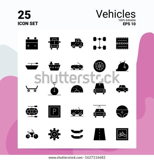 25 Vehicles Icon Set 100 Editable Stock Vector (Royalty Free ...