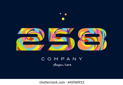 258 Number Digit Numeral Logo Colored: vector de stock (libre de ...