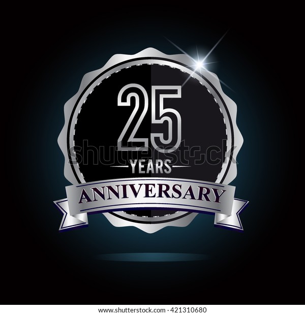 25th Anniversary Logo Ribbon Silver Shiny Stock Vector (Royalty Free ...