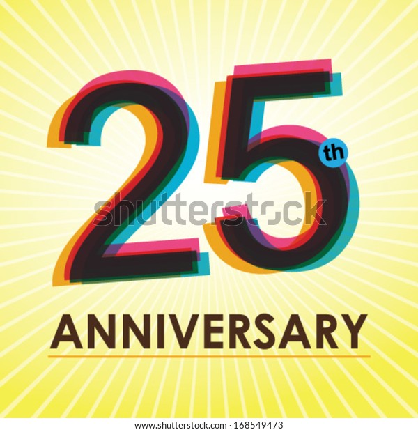 25th Anniversary Poster Template Design Retro Stock Vector (Royalty ...