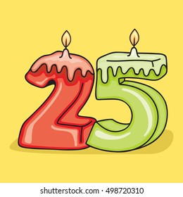 25th Birthday Candle Number Vector Design Stock Vector (Royalty Free ...