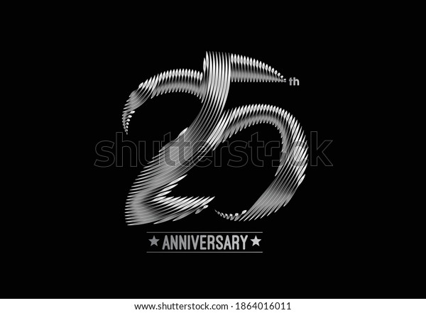 25th Years Anniversary Celebration Silver Design Stock Vector (Royalty ...