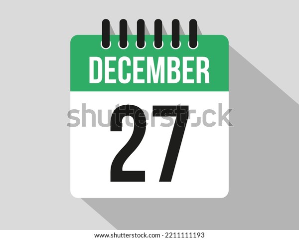 27 December Calendar Vector Icon Green Stock Vector (Royalty Free ...