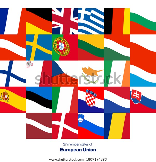 27 Flags Member States Countries Nationalities Stock Vector (Royalty ...