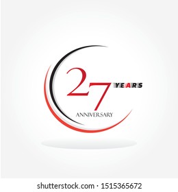 27 Red Anniversary Number Inside Circle Stock Vector (Royalty Free ...