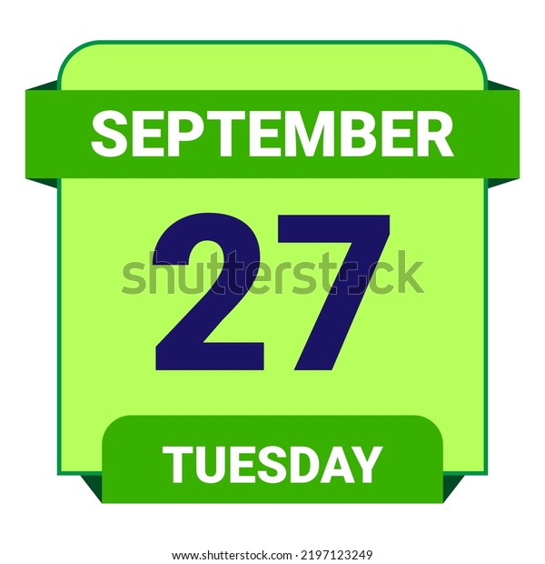27 September Tuesday Date Template Useful Stock Vector (Royalty Free ...