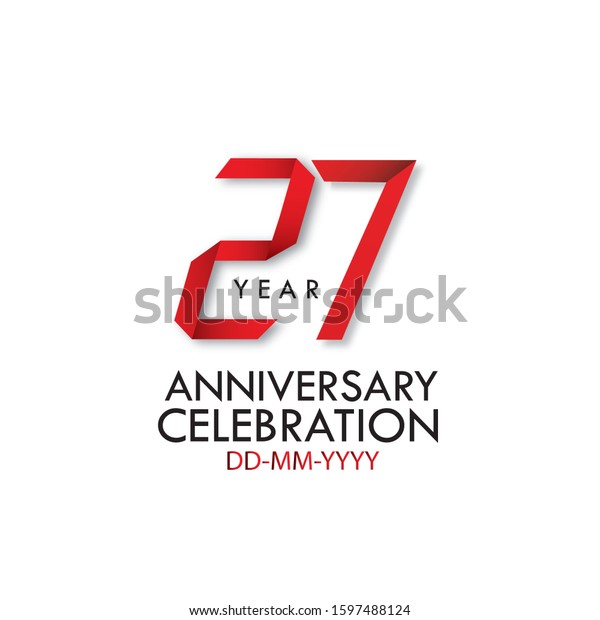 27 Years Anniversary Red Dark Contour Stock Vector (Royalty Free ...